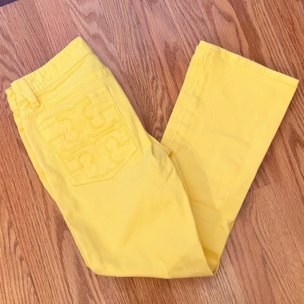 Tory Burch Bright Yellow Slim Bootcut Cropped Jeans - Gem